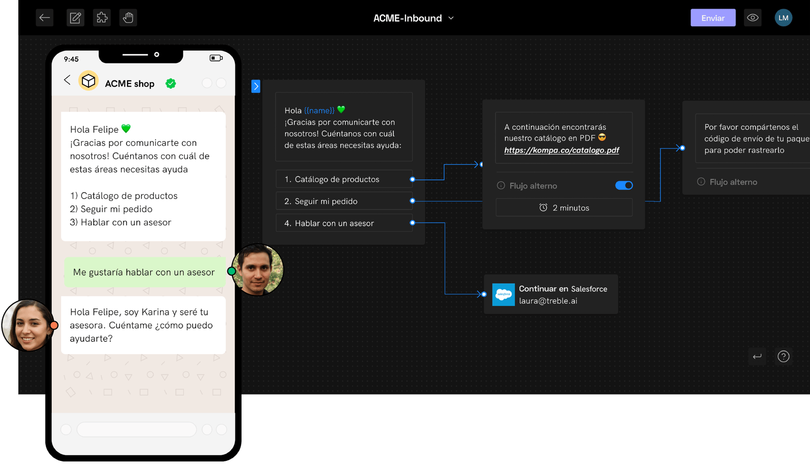Conectamos tu cuenta de Salesforce con WhatsApp | treble.ai